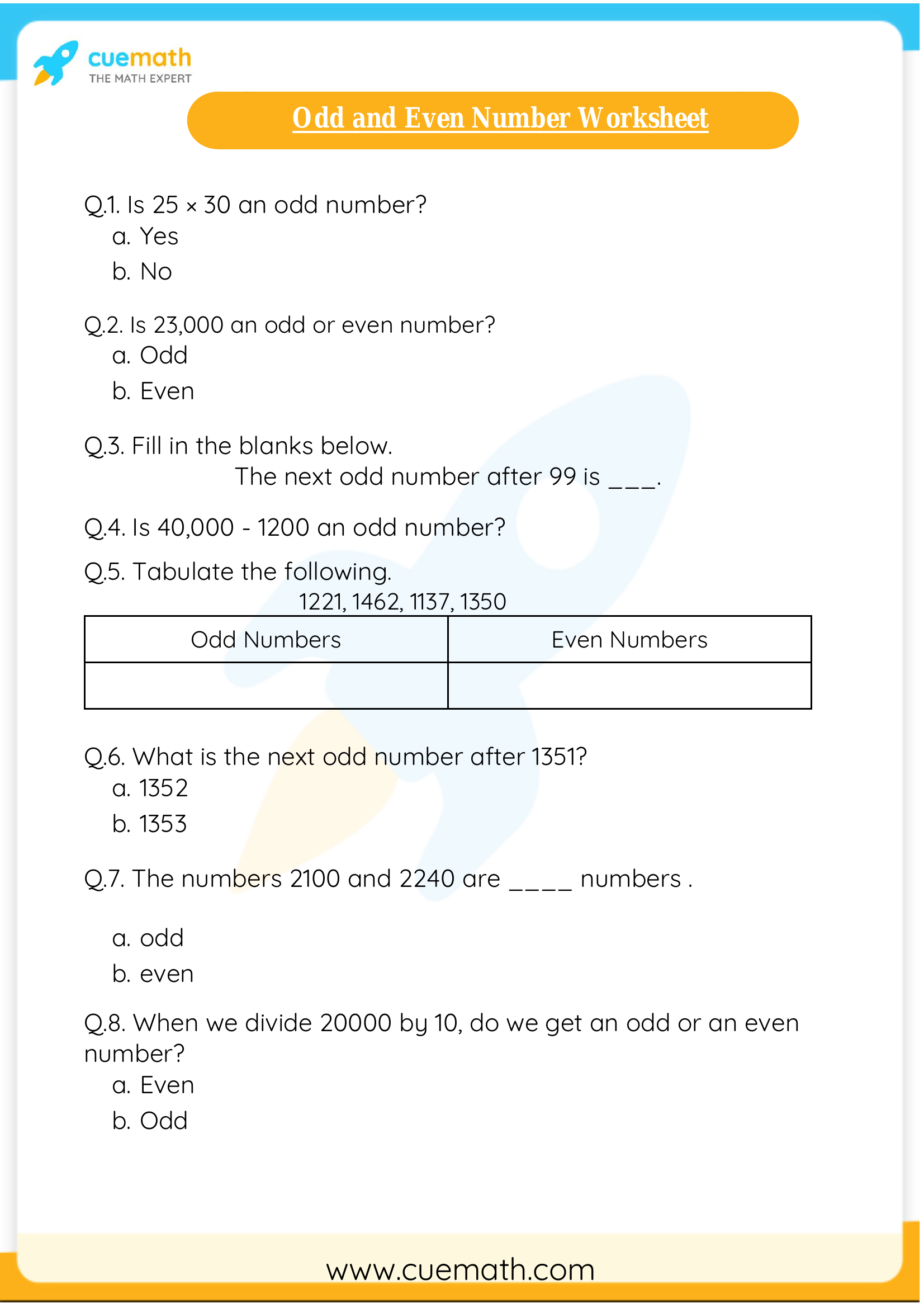 Odd and Even numbers 4 | Worksheet Zone