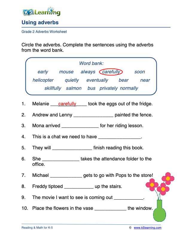 Using adverbs 1 | Worksheet Zone