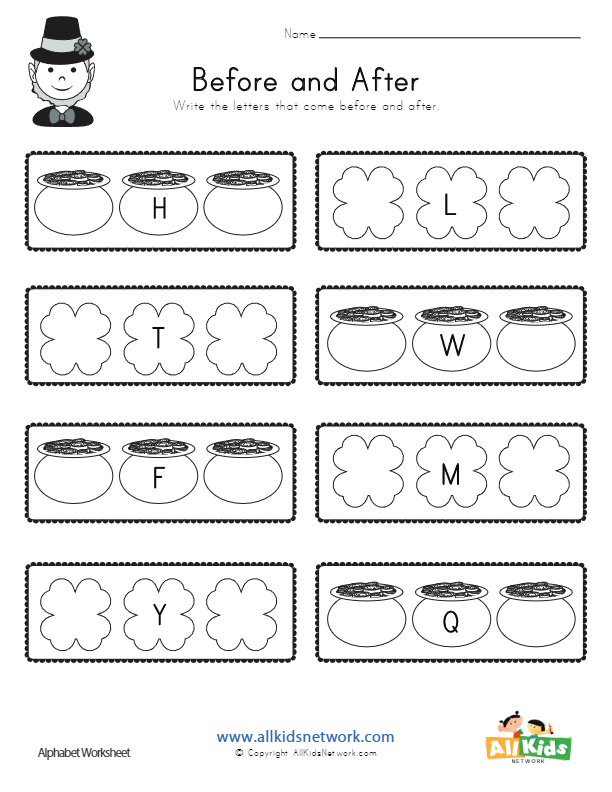 Before and After 8 | Worksheet Zone