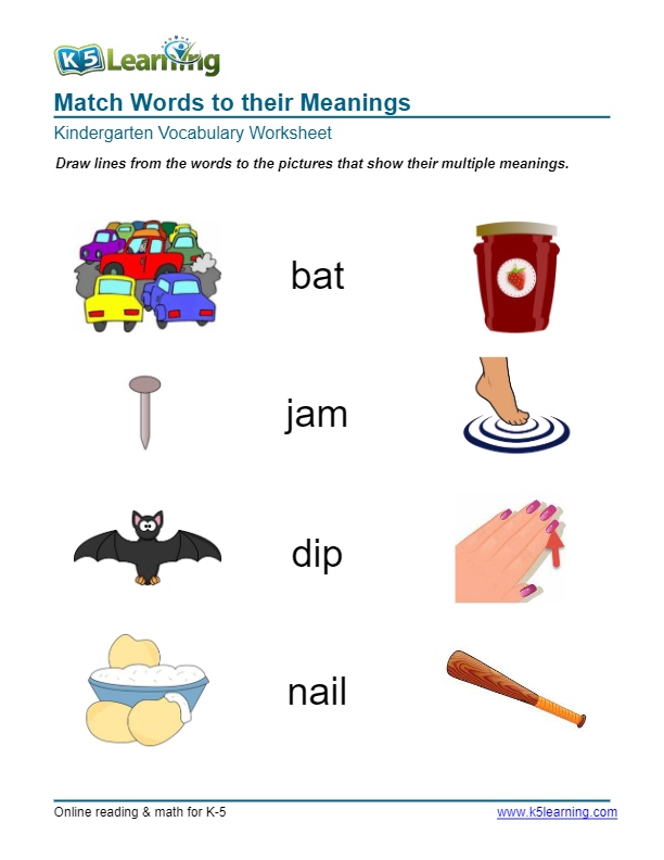 Match Words to their Meanings 3 | Worksheet Zone