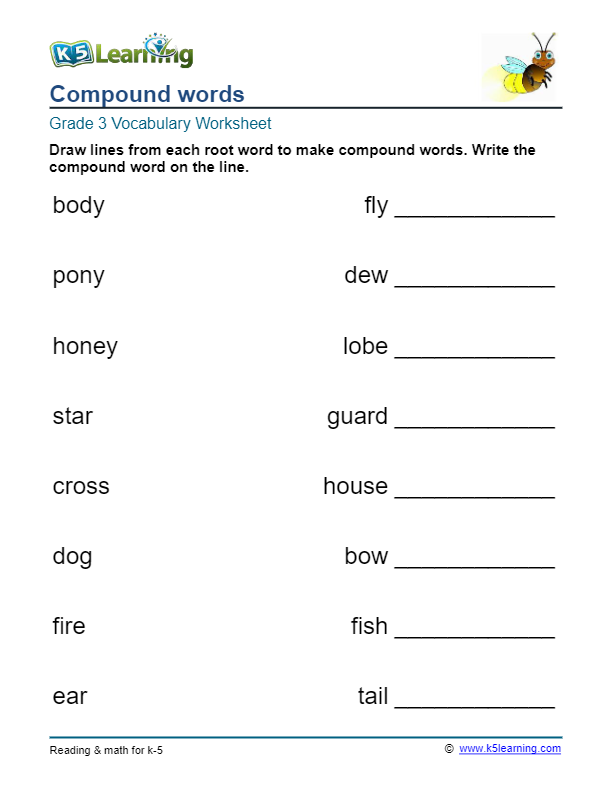 Compound Words - Matching 14 | Worksheet Zone