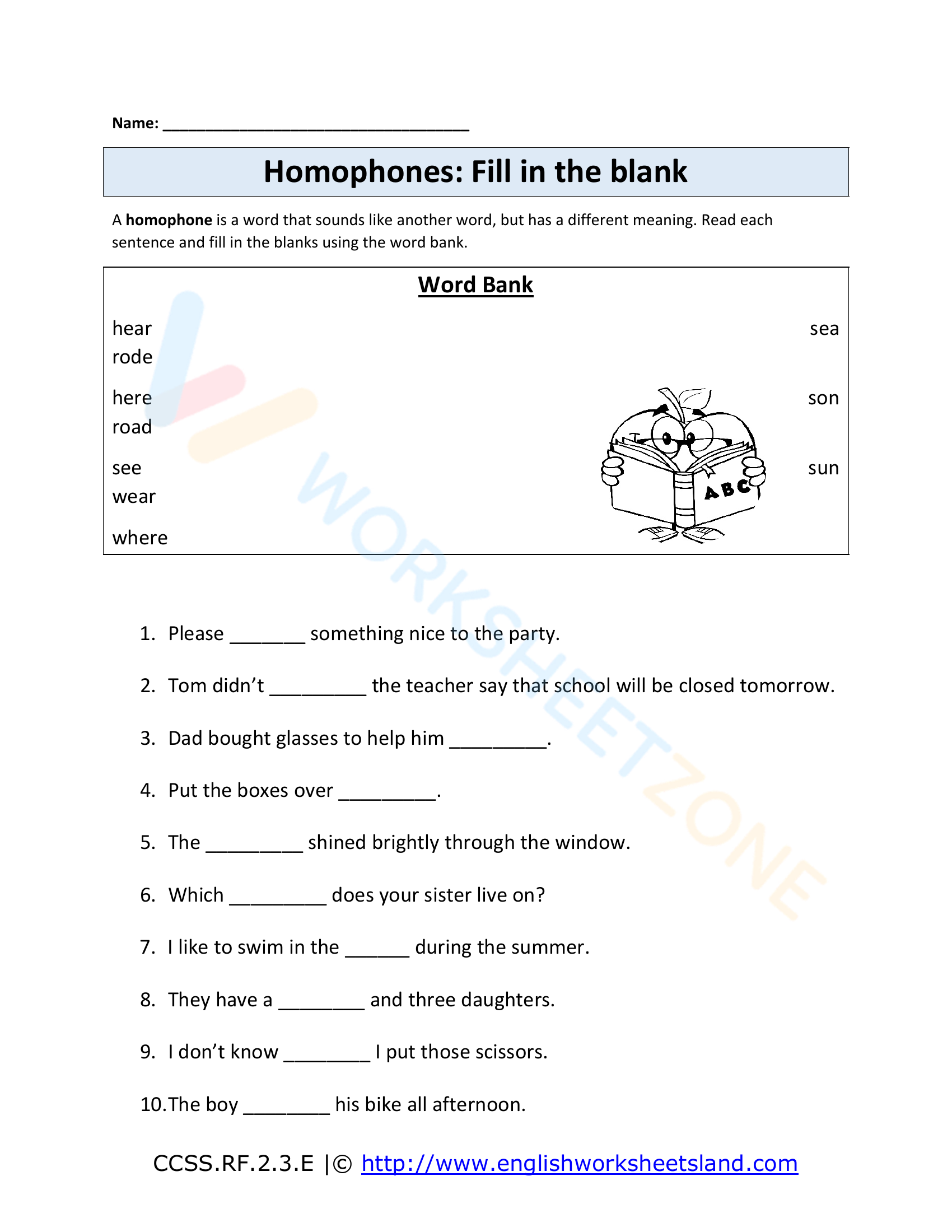 homophones worksheet 4 | Worksheet Zone