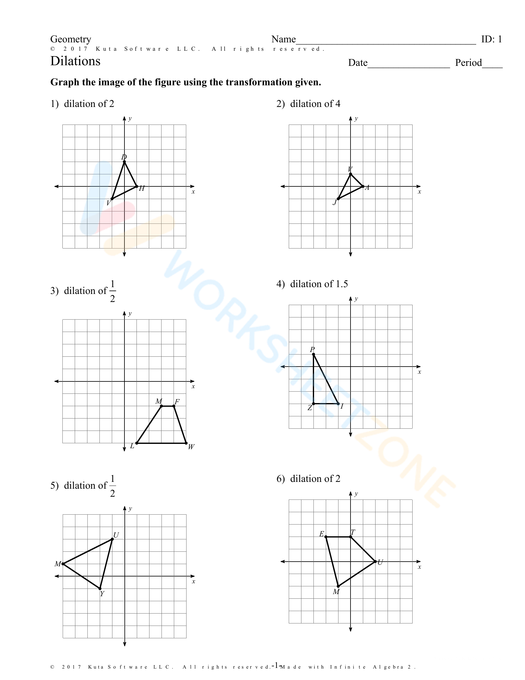 Infinite Algebra 2 - Dilations | Worksheet Zone