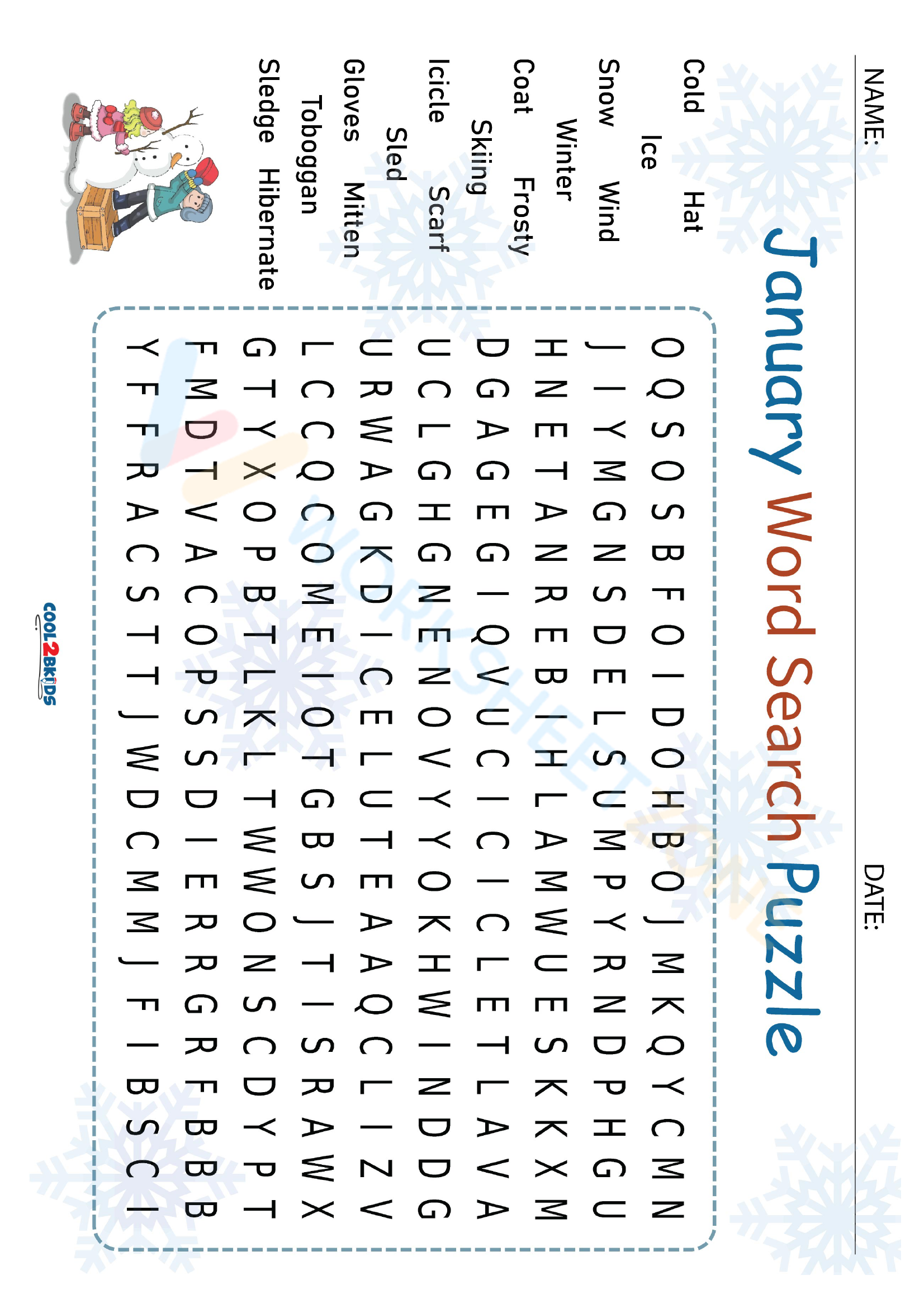 january word search 3 | Worksheet Zone