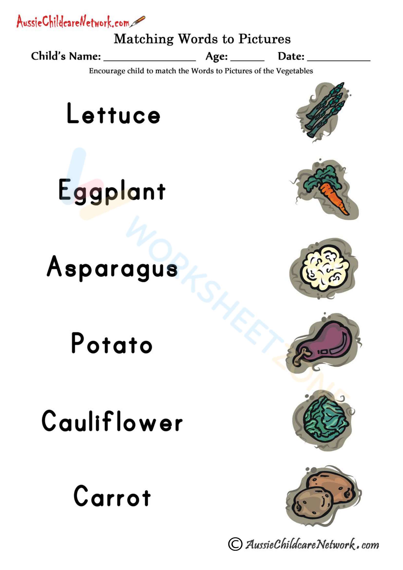 picture word matching 14 | Worksheet Zone