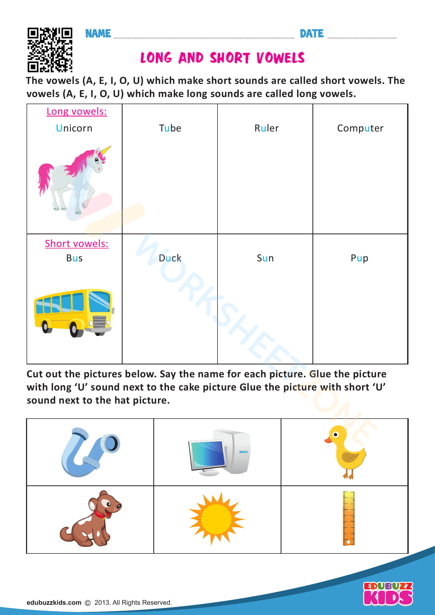 Short and Long A vowels | Worksheet Zone