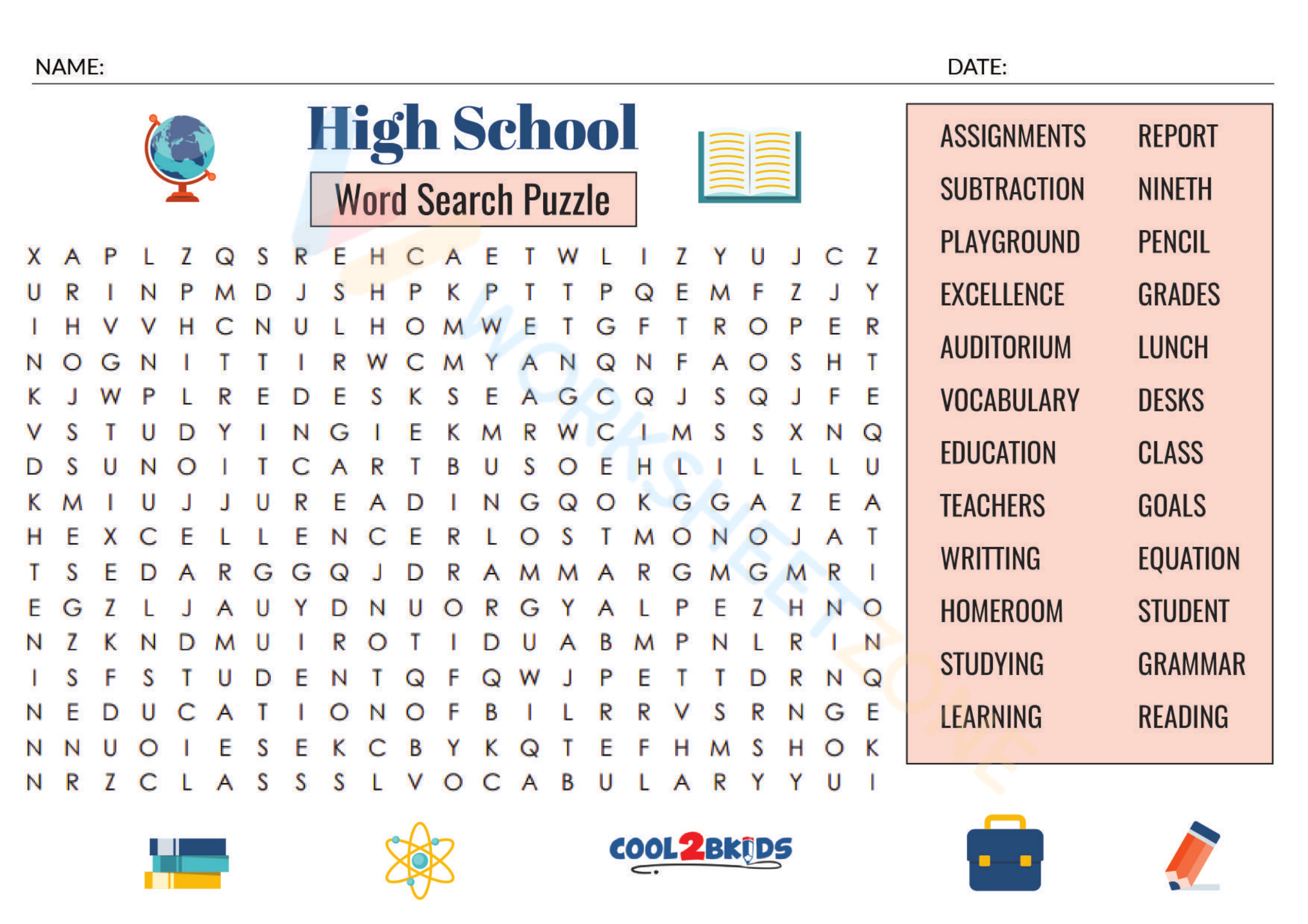 word search for high schoolers 10 | Worksheet Zone