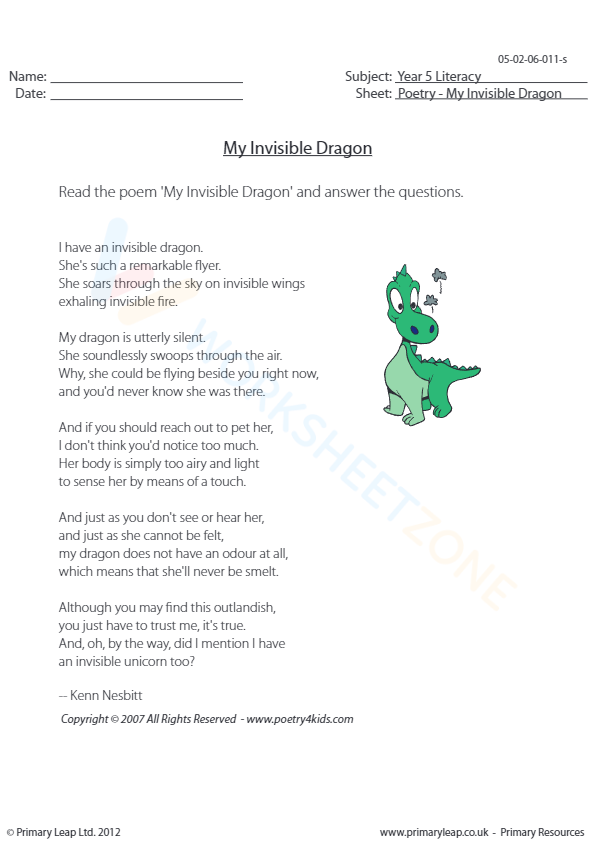 poetry 9 | Worksheet Zone