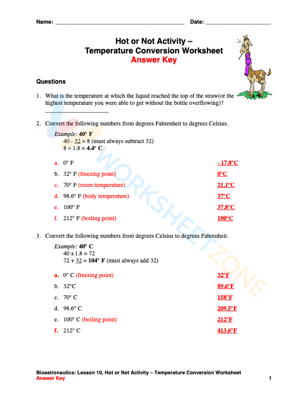 temperature conversion 2 | Worksheet Zone