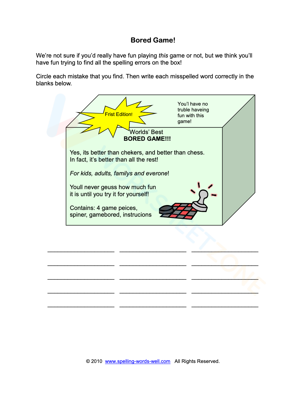 Bored Game! | Worksheet Zone