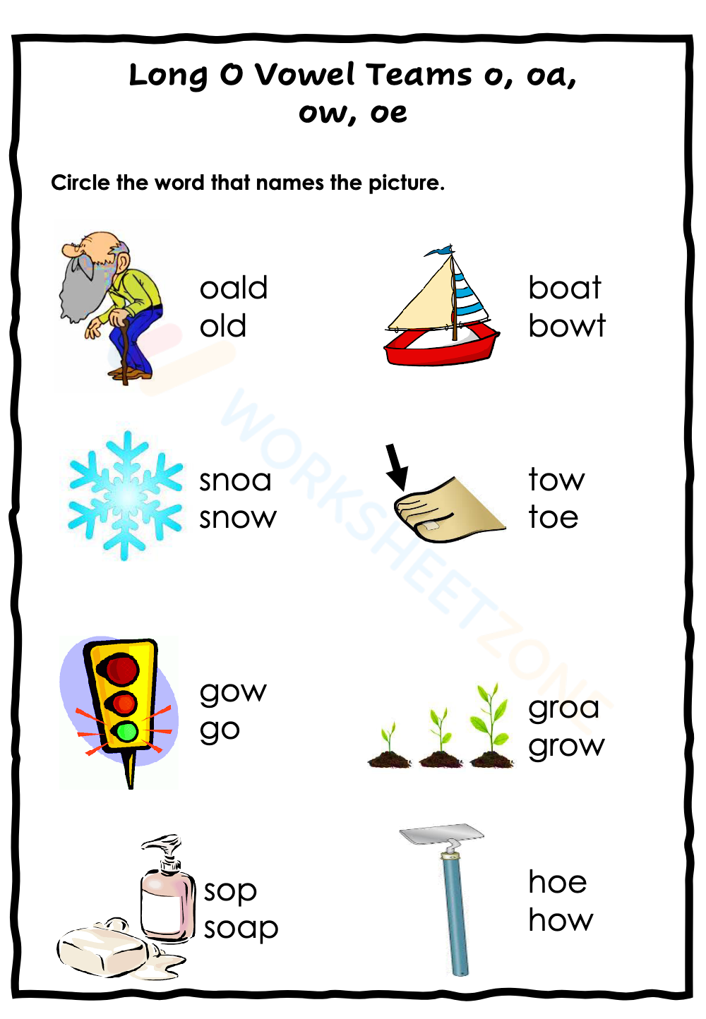 Long O vowel teams | Worksheet Zone