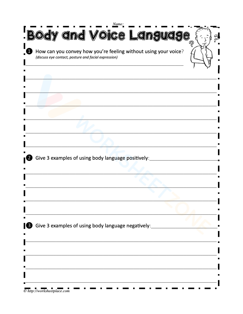 Body and voice language | Worksheet Zone