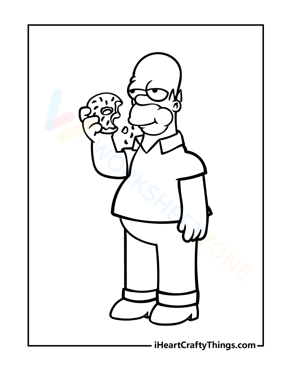 Homer Simpson eating donut | Worksheet Zone