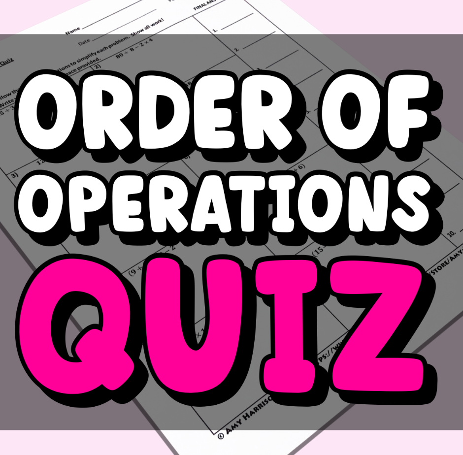 Printable Order of Operations Quiz | Grade 8 Math