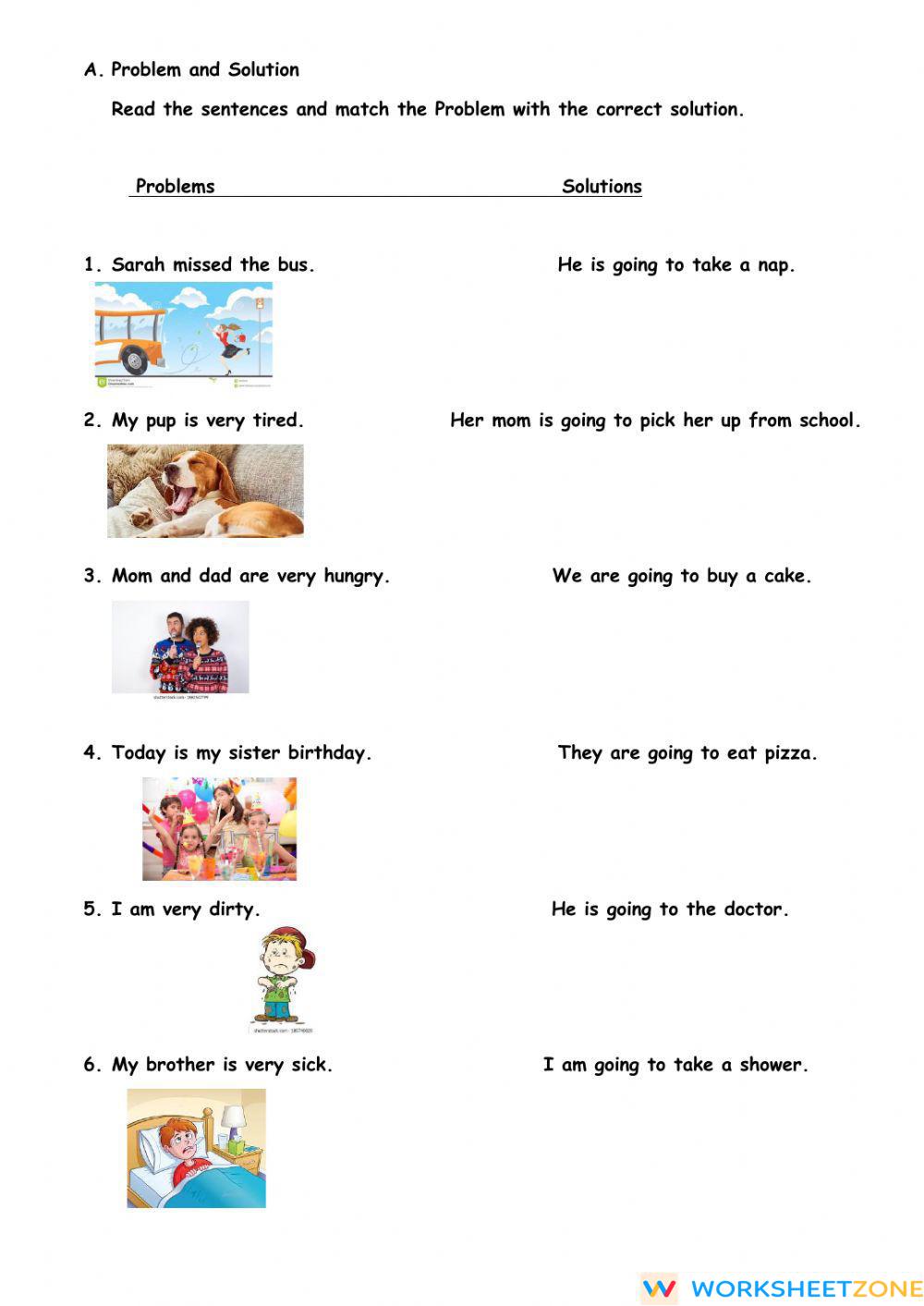 Problem And Solution Worksheet Zone