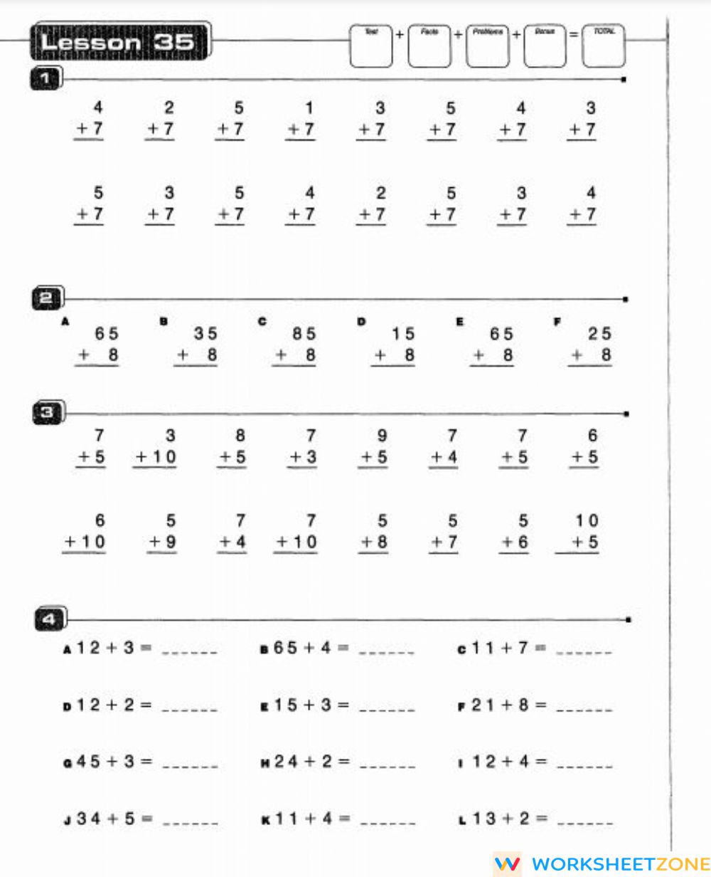 Lesson 35, pg 1 | Worksheet Zone