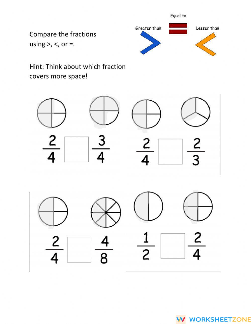 Comparing Fractions Worksheet Zone comparing-fractions-worksheet-zone