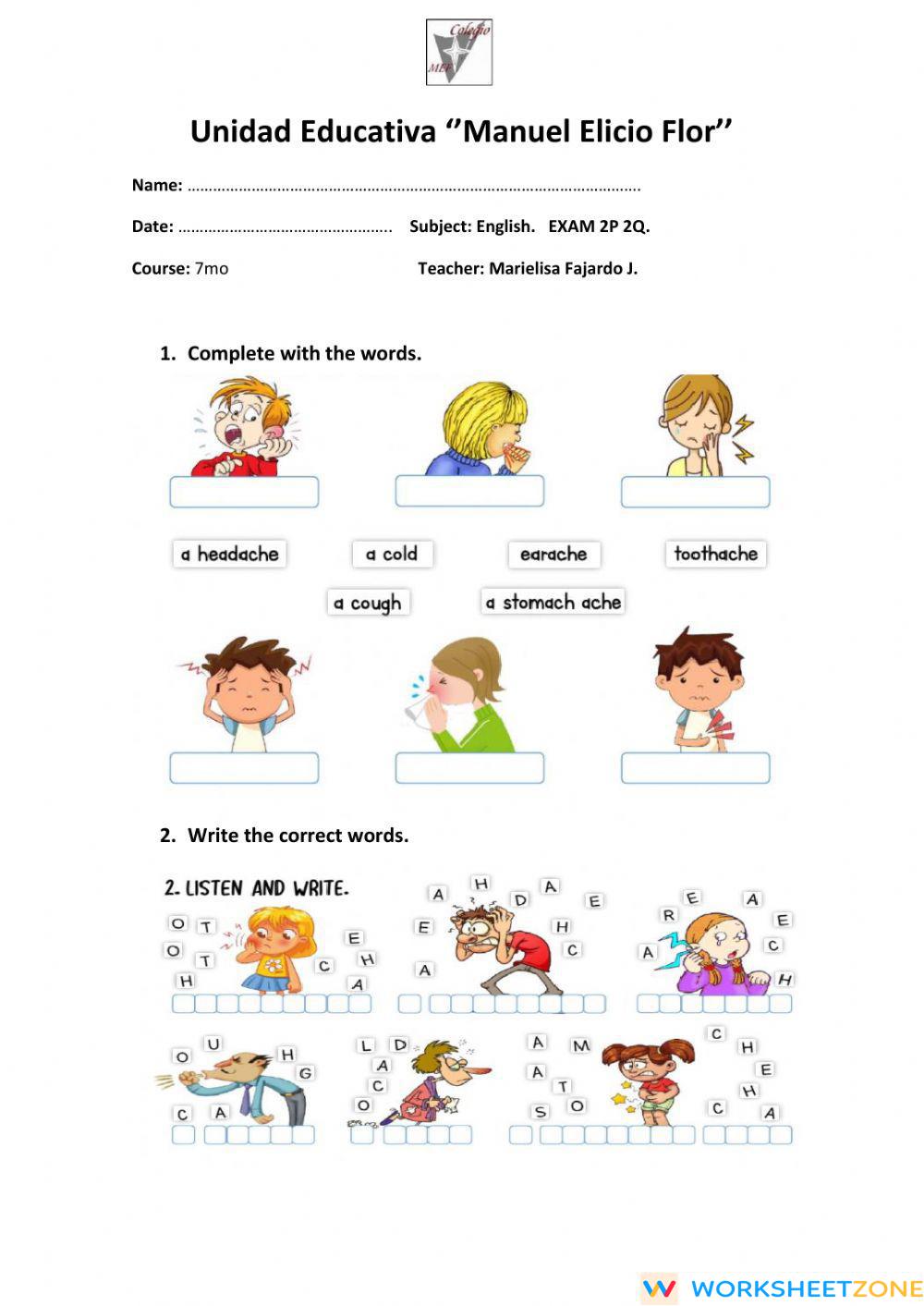 Health | Worksheet Zone