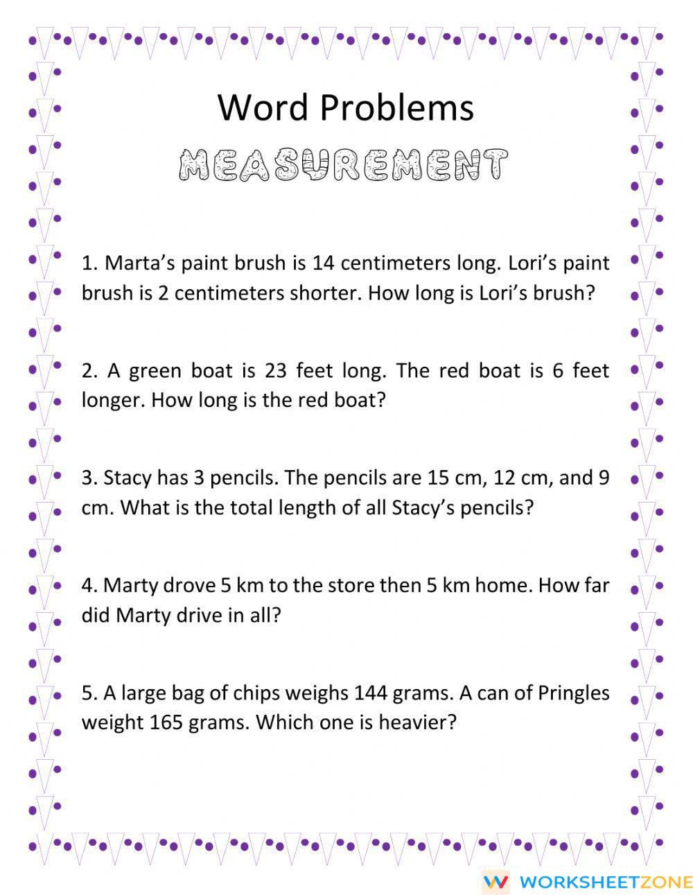 Word Problems | Worksheet Zone