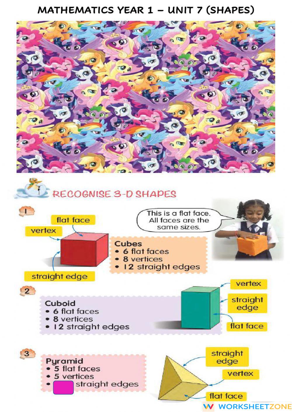 Recognise 3D shapes | Worksheet Zone