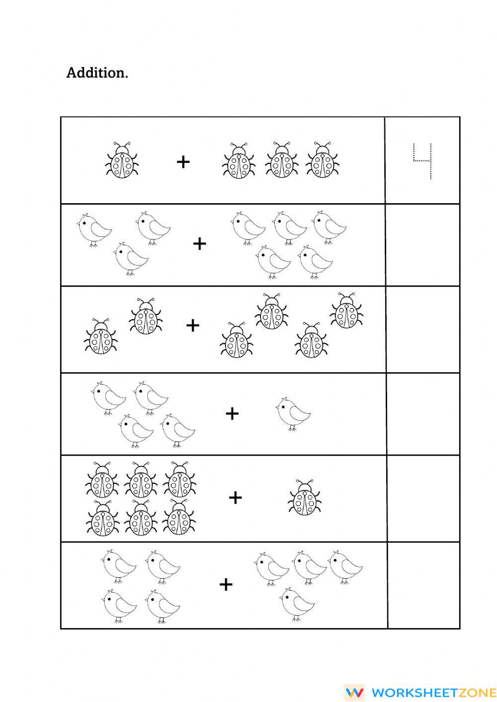 Addition | Worksheet Zone
