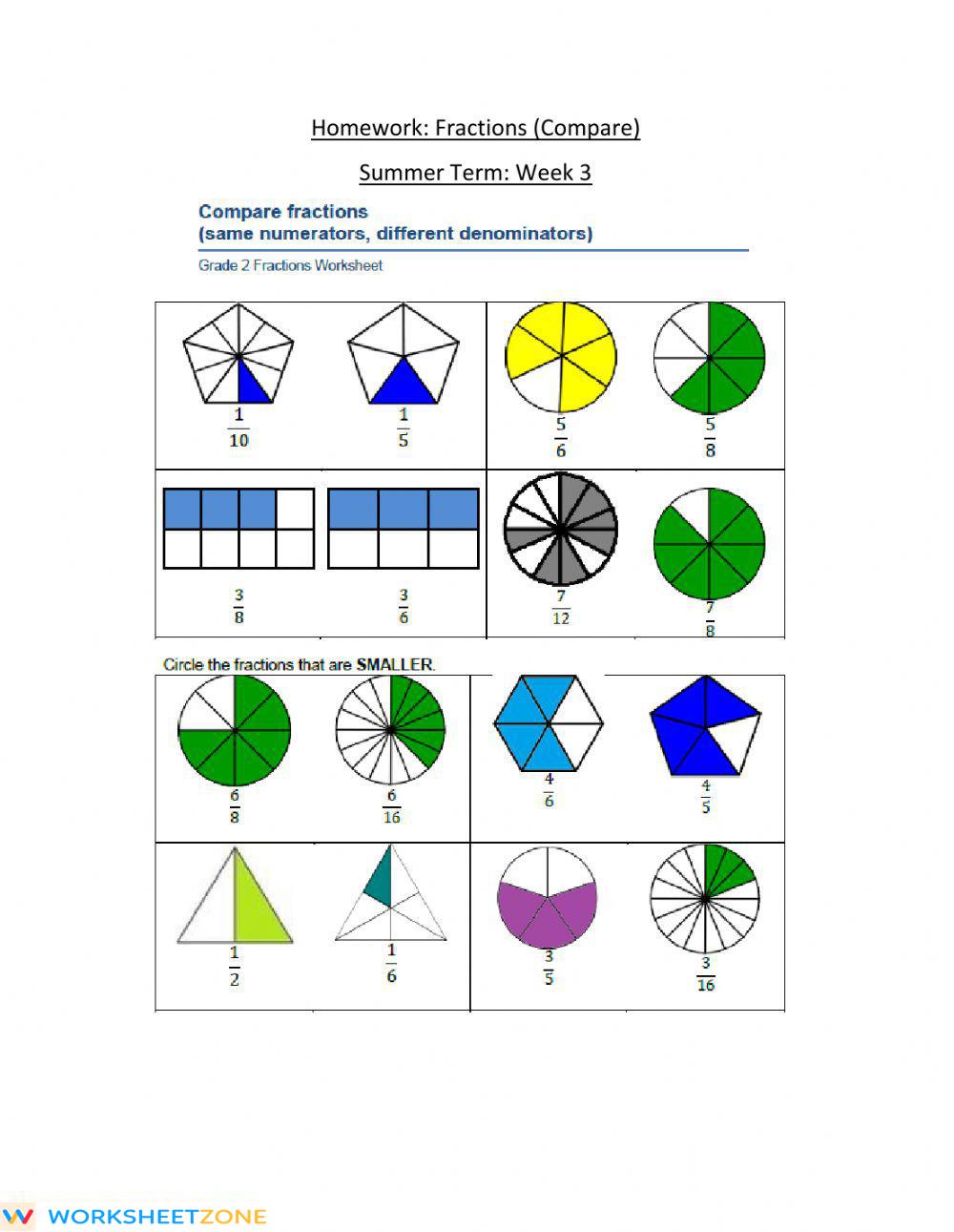 Fractions | Worksheet Zone