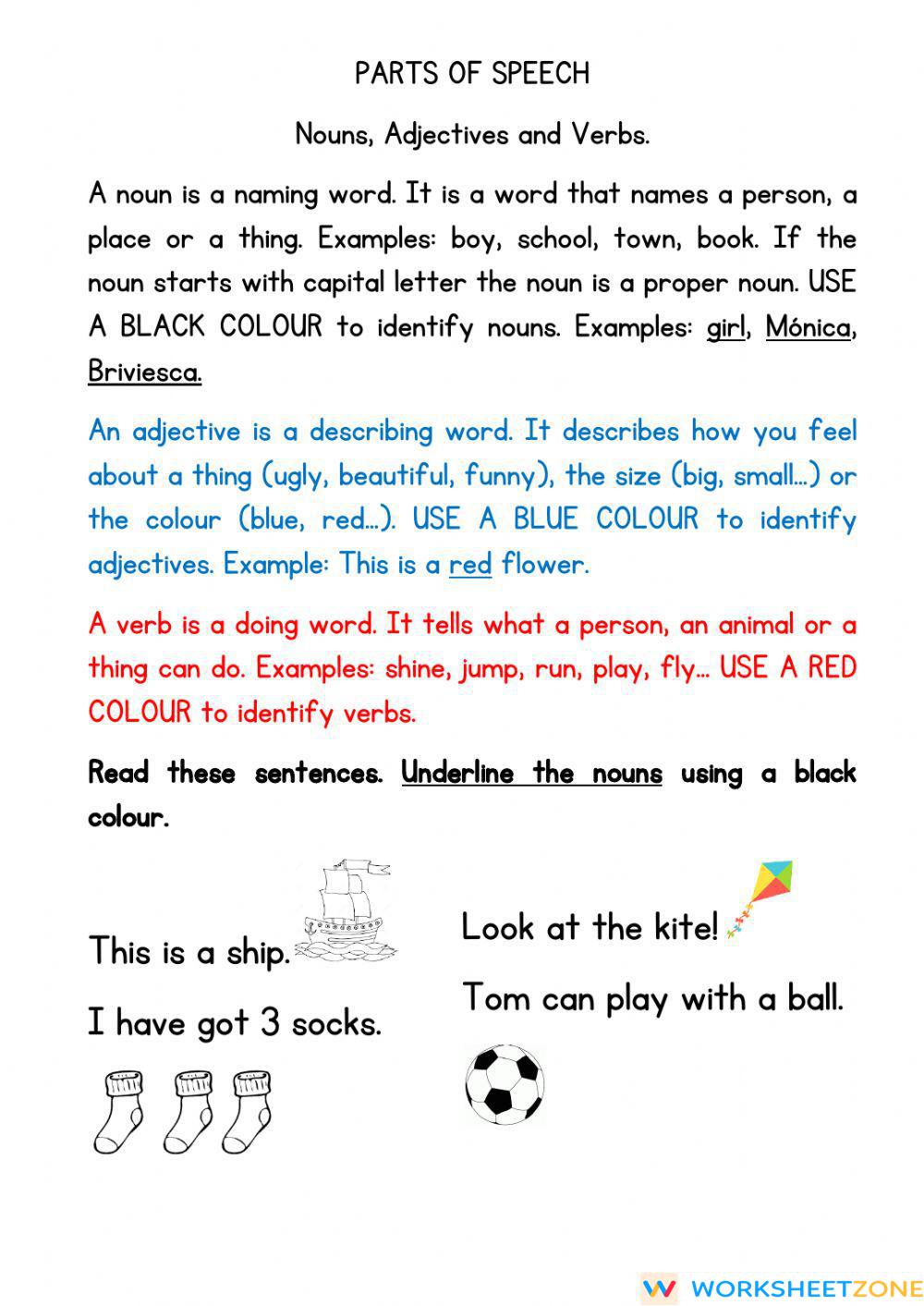 Parts Of Speech Printable Worksheets