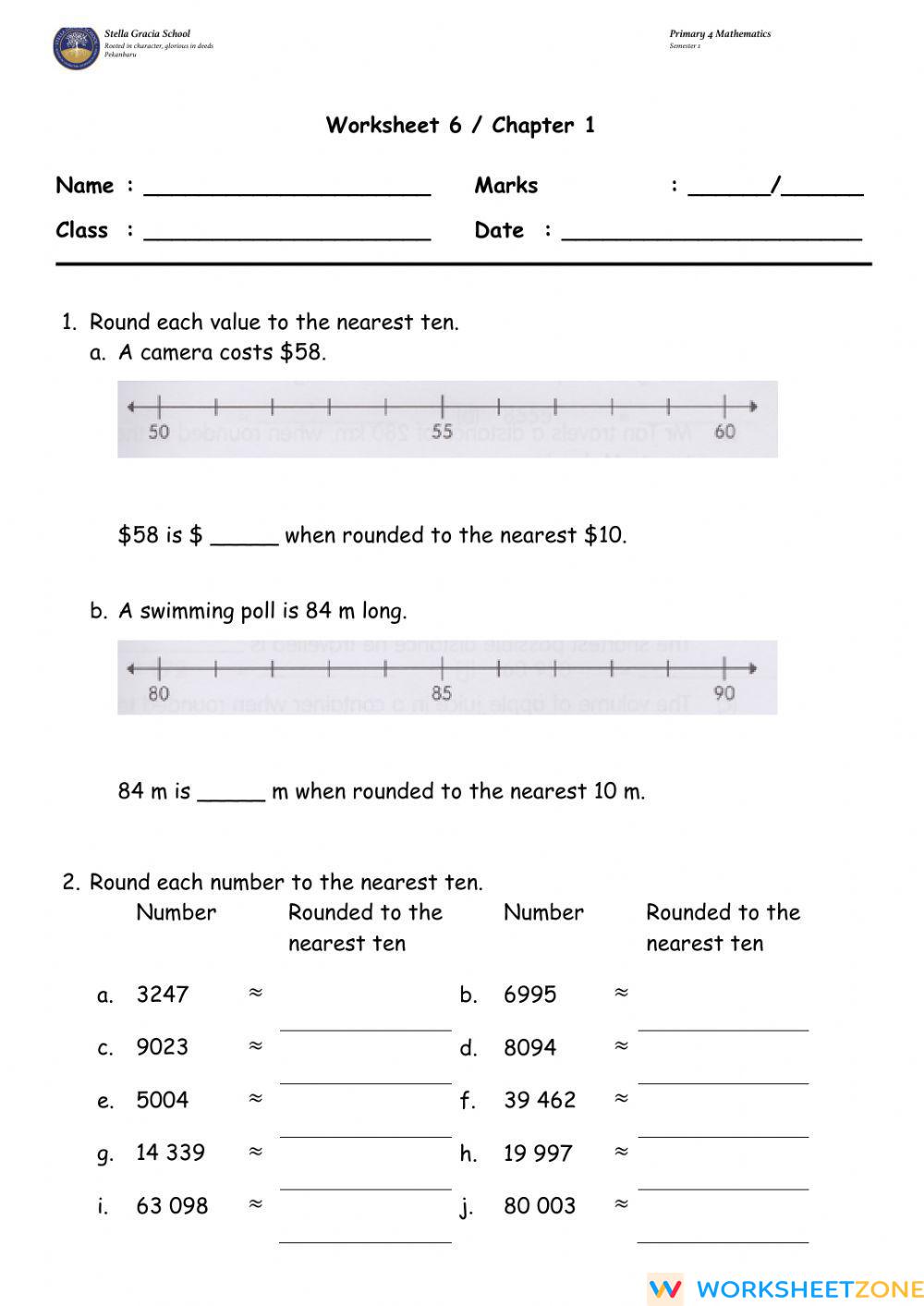 Rounding Numbers | Worksheet Zone