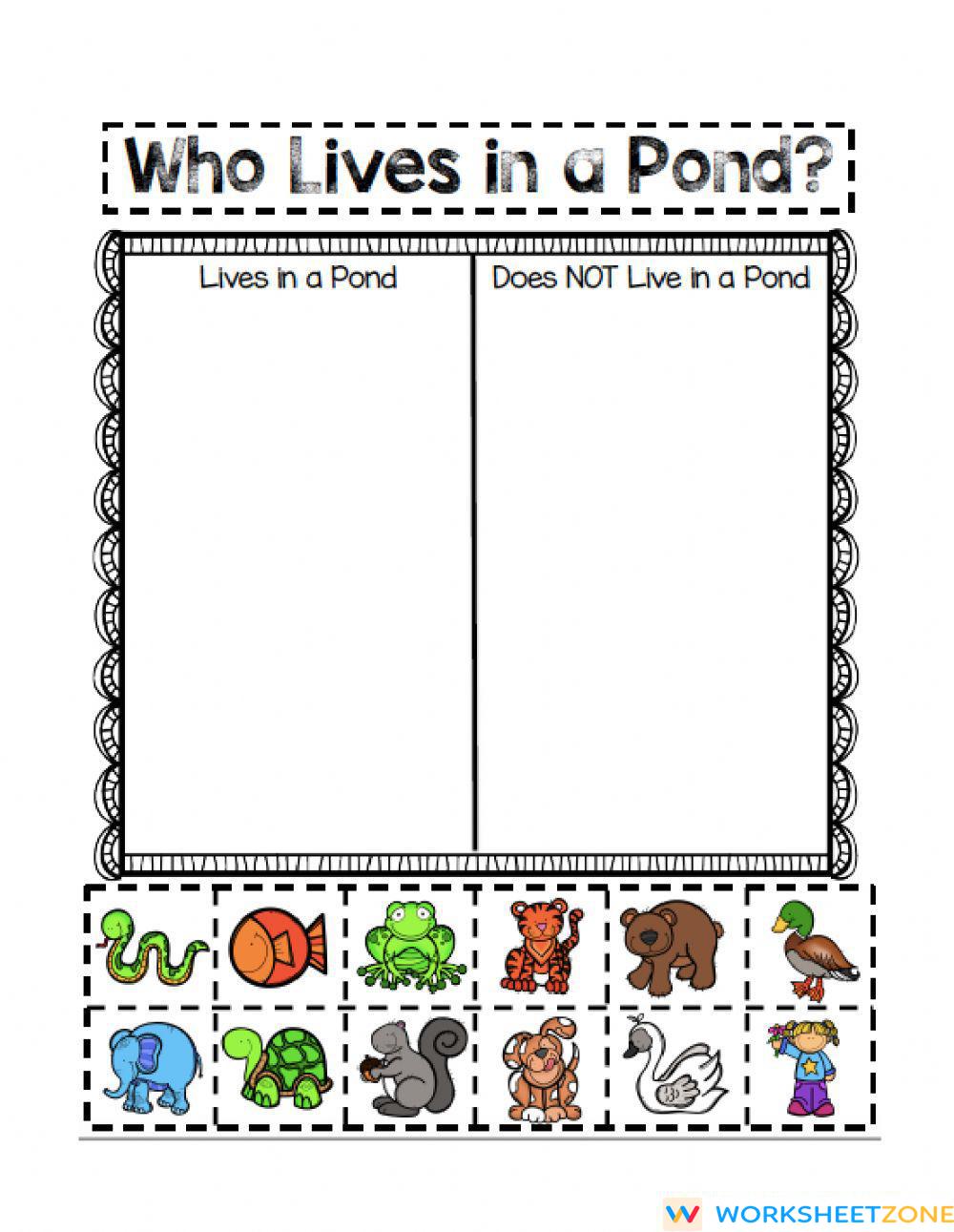 Who Lives in a Pond | Worksheet Zone