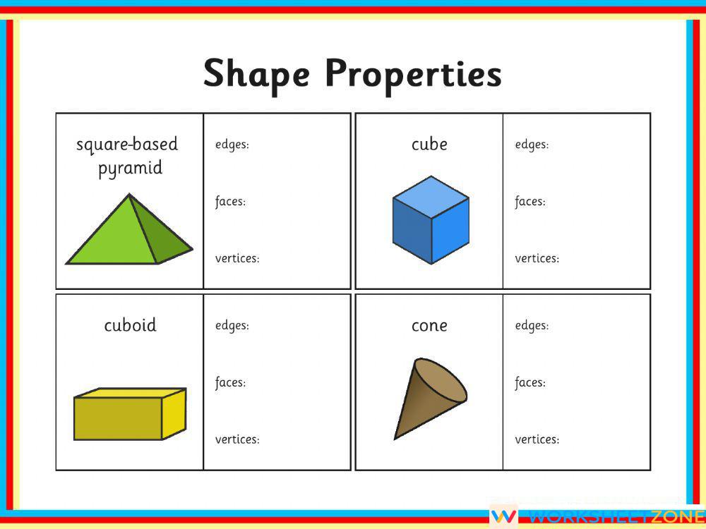 3D Shapes | Worksheet Zone