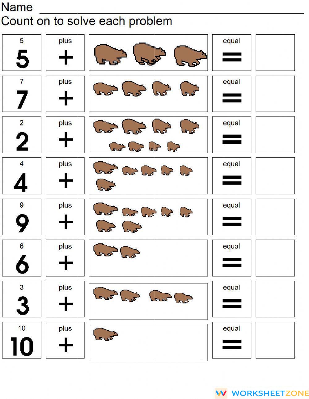 Counting on | Worksheet Zone