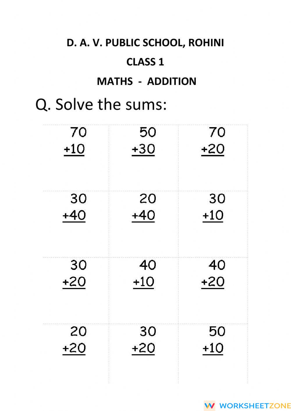 Maths | Worksheet Zone