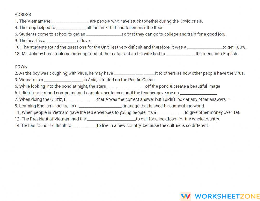 Reach 5 Unit 1&2 Quiz cw | Worksheet Zone