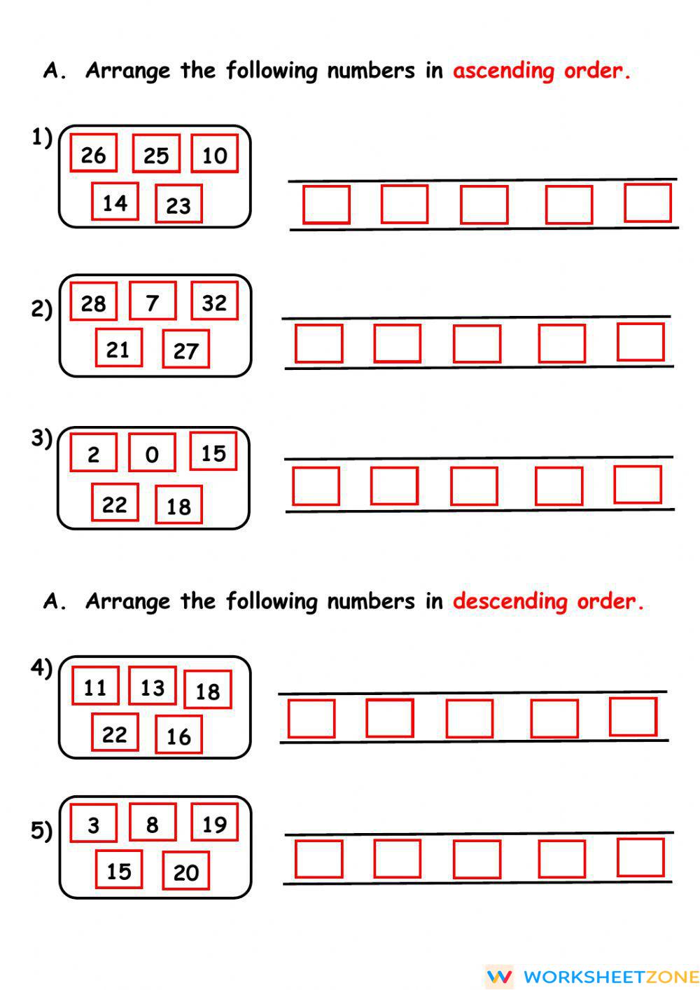 Ascending and Descending | Worksheet Zone