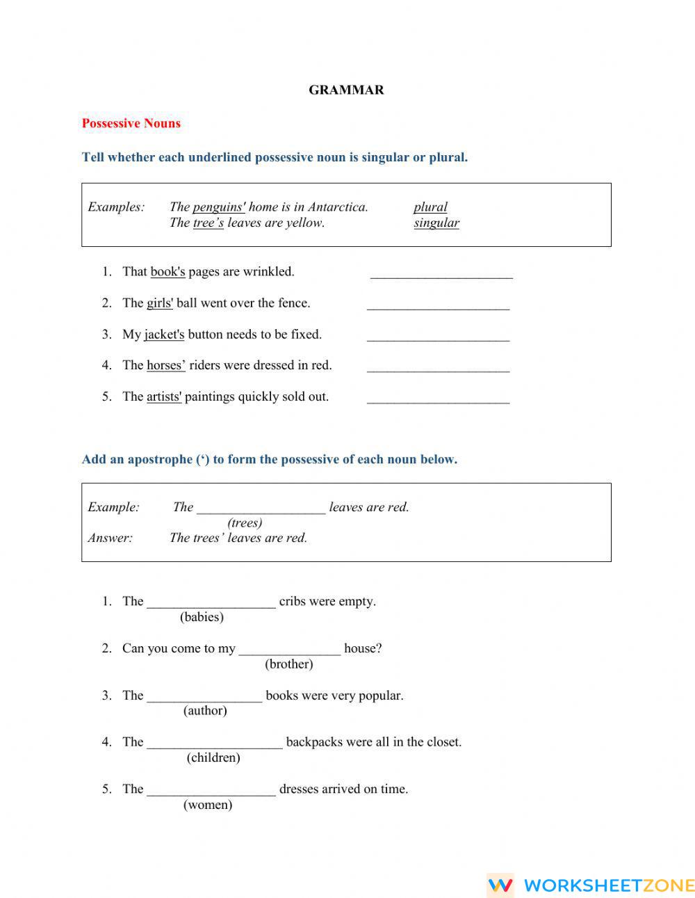 Grammar Bi-Weekly Test 5 | Worksheet Zone