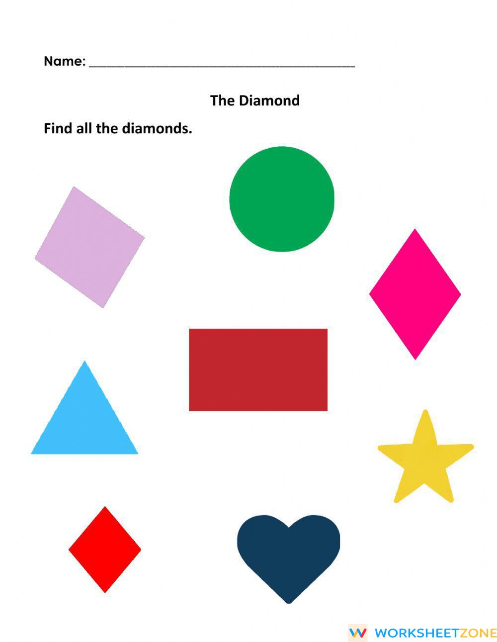 Find All The Diamonds | Worksheet Zone