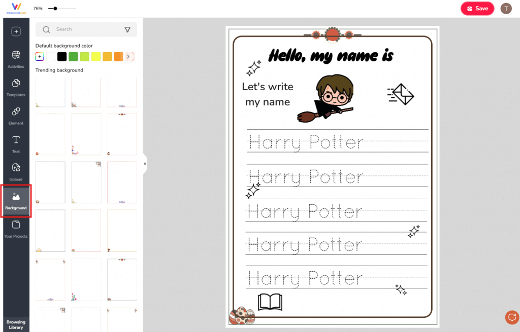How to Create a Name Tracing Worksheet on Worksheetzone?