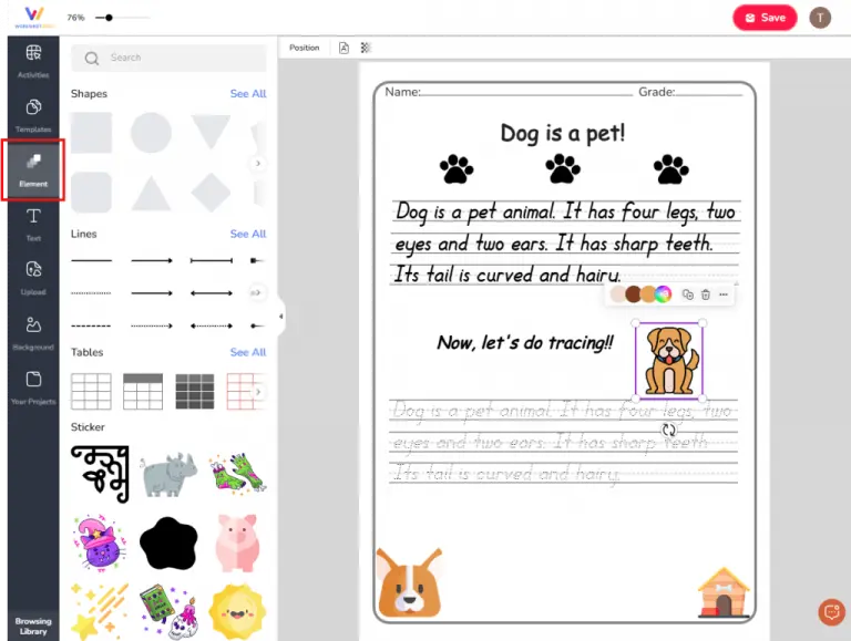 How to create Handwriting worksheet on Worksheetzone?