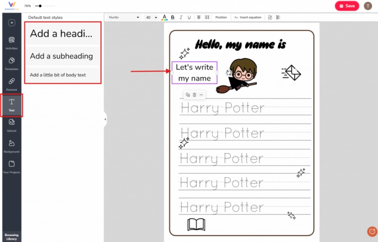 How to Create a Name Tracing Worksheet on Worksheetzone?