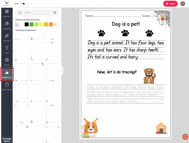 How to create Handwriting worksheet on Worksheetzone?