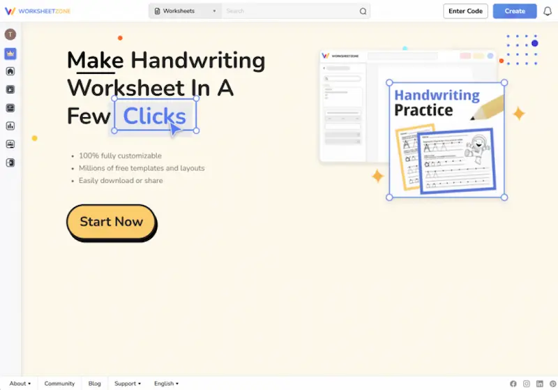 How to create Handwriting worksheet on Worksheetzone?