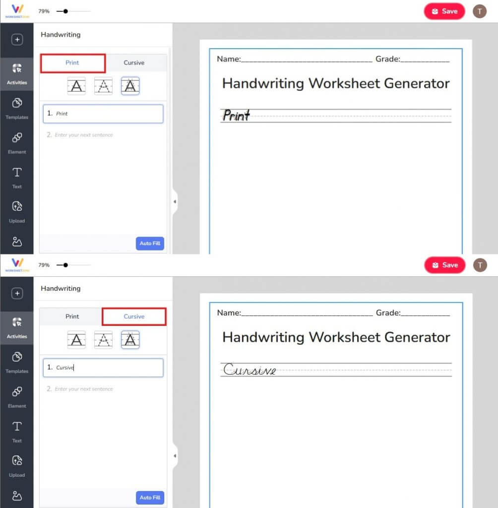 How to create Handwriting worksheet on Worksheetzone?