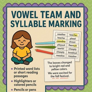 Multisyllabic Words with Vowel Teams for Young Readers