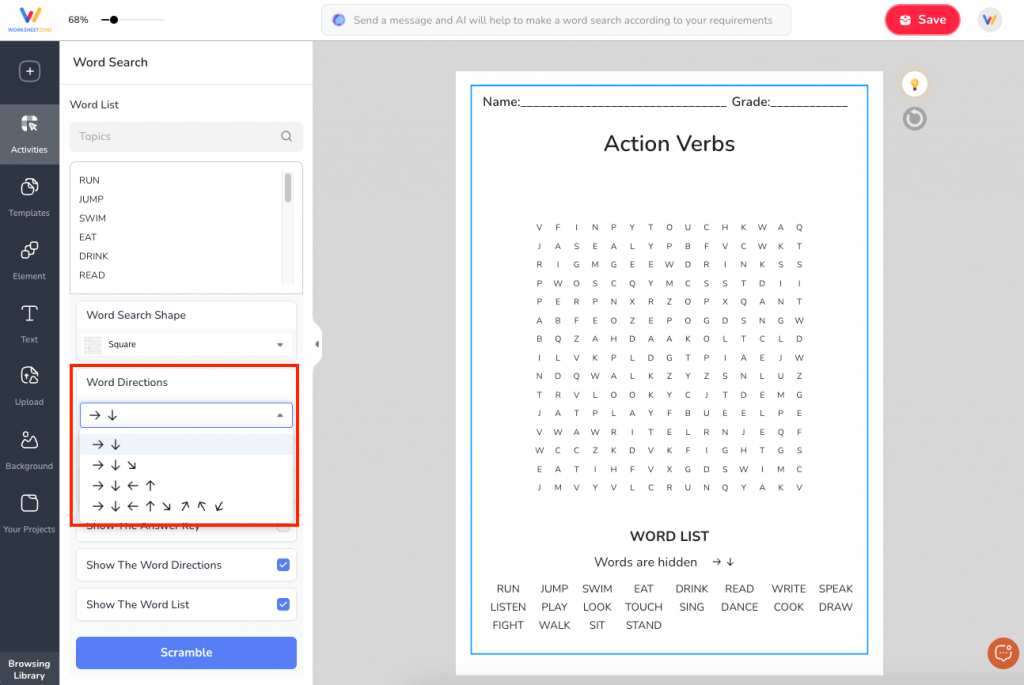 How to Make a Word Search Worksheet? - Worksheetzone Tutorial