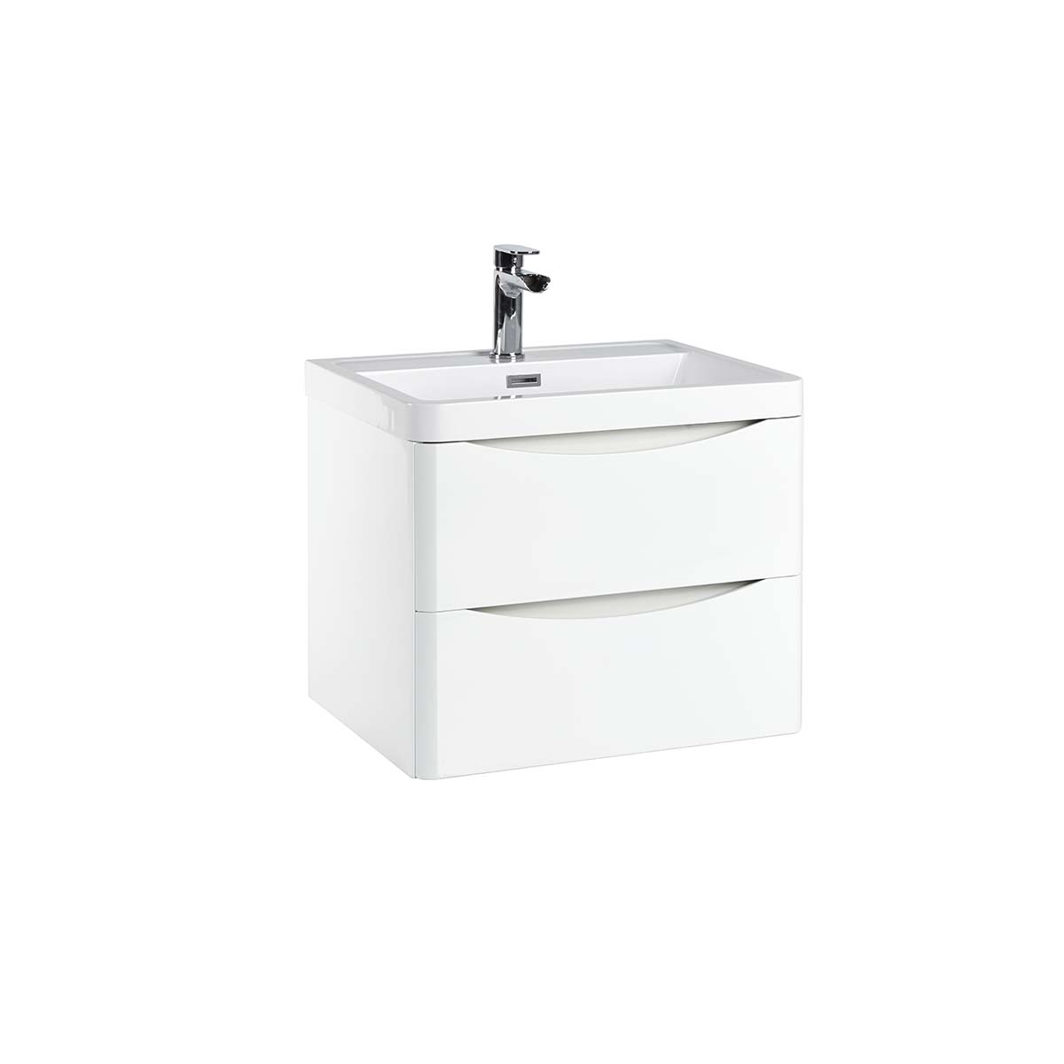 Bella 600 Wall Mounted Vanity Unit & Basin - Gloss White - Get My Taps