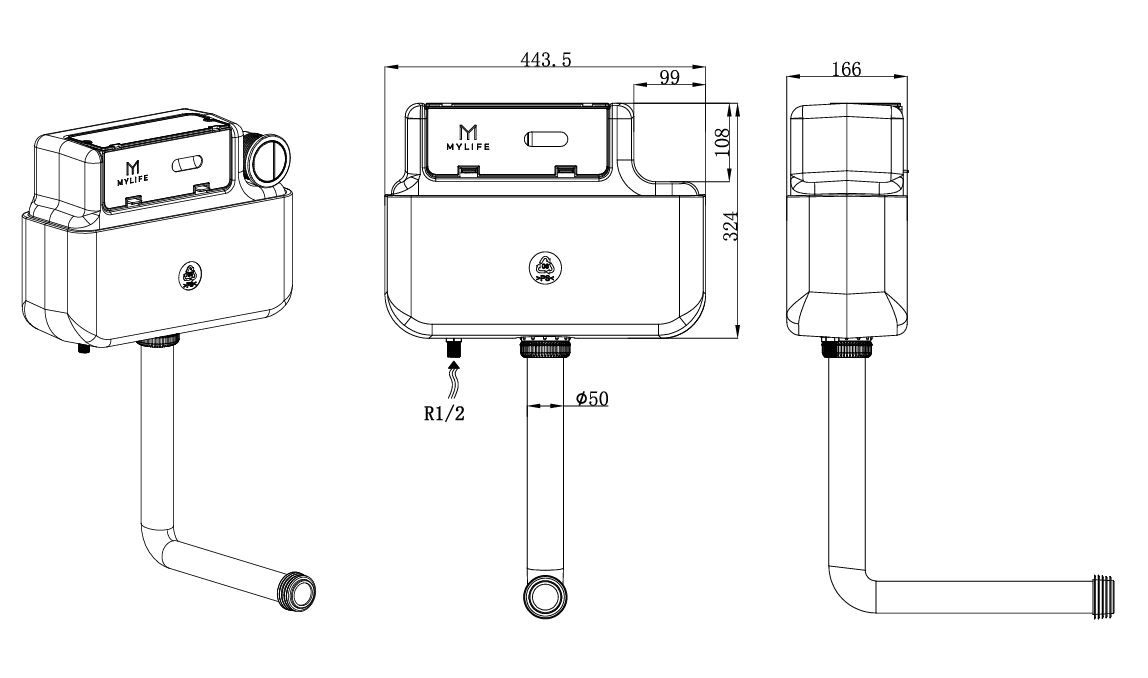 MyLife Bottom Inlet Pneumatic Concealed Cistern with Round Dual Flush ... MyLife Bottom Inlet Pneumatic Concealed Cistern with Round Dual Flush ...