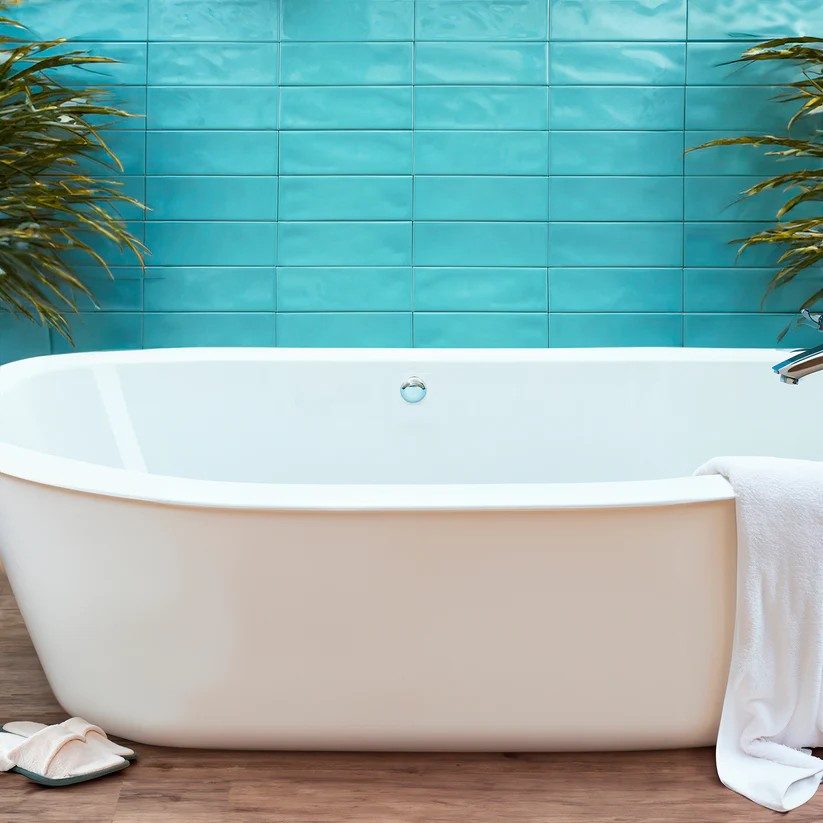 Bumpy Blue Gloss 100x300mm - Get My Taps