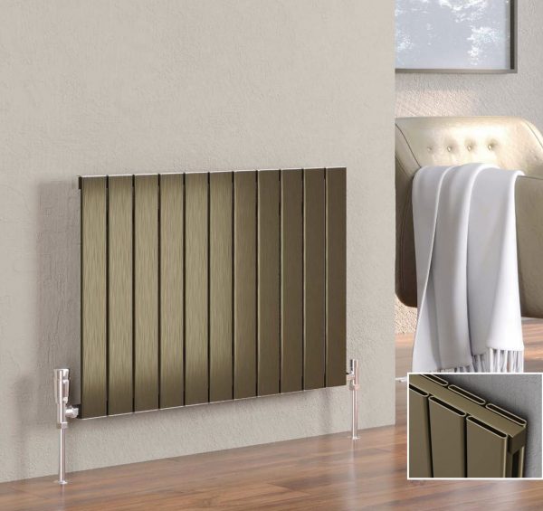 Victoria Designer Horizontal Single Aluminium Radiator - Brushed Bronze ...