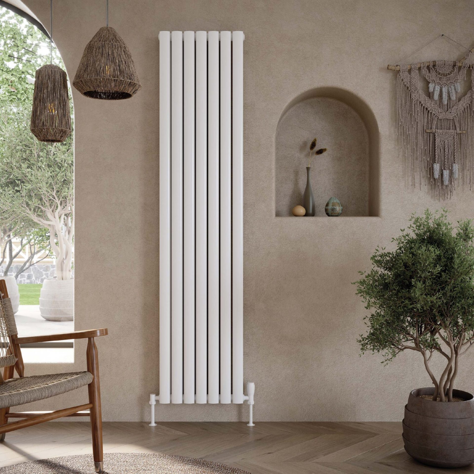 Apex Double Vertical Designer Radiator - White - Get My Taps