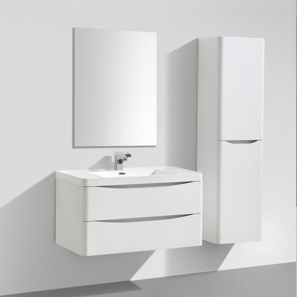 Kiev 900mm Wall Mounted Cabinet & Basin - White Gloss - Get My Taps